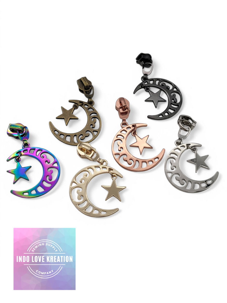 Size 5 Zipper Pull - Star & Moon – INDO LOVE KREATION